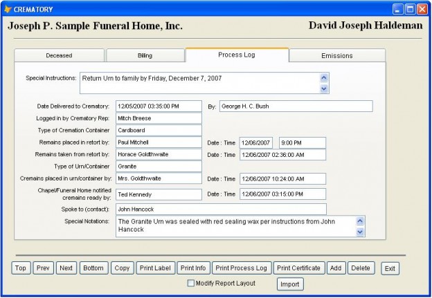 » Crematory-ProcessLog